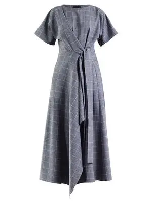 MEEM LABEL Baxter Grid Wrap Dress - Grey
