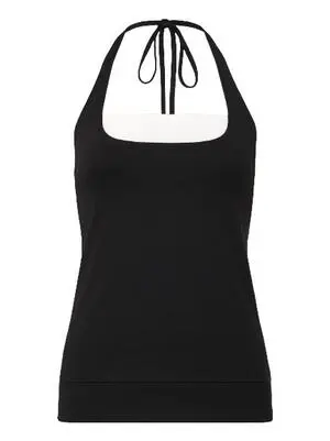 CONQUISTA Halter Neck Faux Layer Top - Black