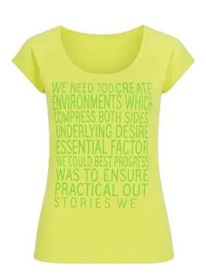 CONQUISTA Cap Sleeve Printed Top - Yellow