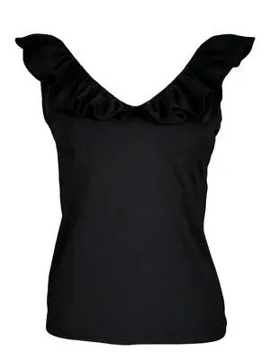 LALIPOP DESIGN Sleeveless Blouse With Ruffled V-Neck