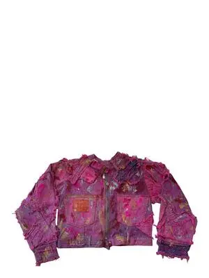 ZASTASTUDIO Wearable Ruins Shredded Denim Crop Jacket - Pink