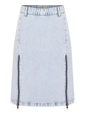 GOC DENIM Denim Pencil Skirt With Slit - Blue