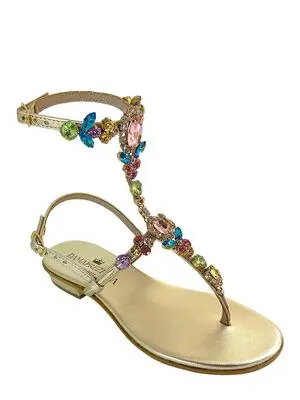 DAMAPREZIOSA Lucrezia Crystal Embellished Flat Sandal