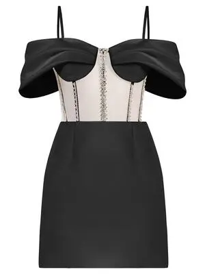 TIA DORRAINE Crystal-embellished Mini Dress - Black