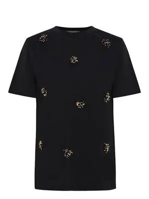 EXQUISE Jewel Neck T-shirt - Black