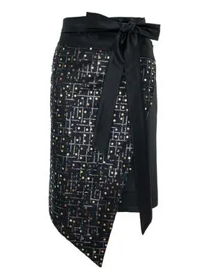 CONCEPT A TROIS Asymmetrical Skirt With Sequins - Black