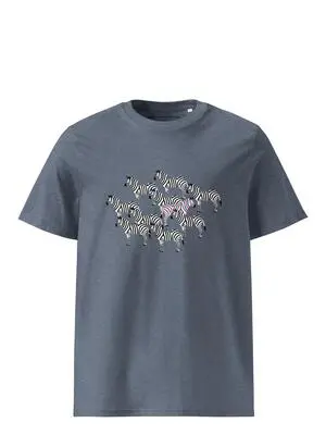 ANCHOR & CREW Heather Zebra Where's William Going? Organic Cotton T-shirt - Blue