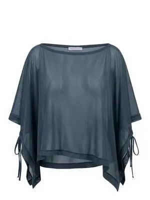 SEROTONE SWIM Mesh Rectangle Swim Cover Up Top Blue