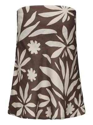 NUAJE NUAJE Rhea Bias Linen Tube Top - White/brown