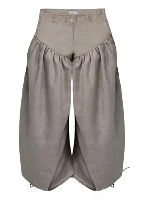28NATELIER Linen Wide-leg Pants - White/brown