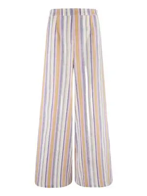 TRAFFIC PEOPLE Rene Wide Leg Striped Trousers - Purple/white