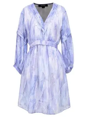 SMART AND JOY Abstract Print Chiffon Trapeze Dress - Blue