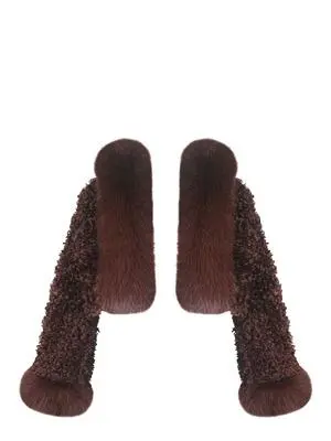 MISS CIRCLE NEW YORK Kali Cropped Vegan Shearling Fur Jacket - Brown