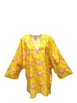 JULIA CLANCEY Silk Cotton Kaftan Top - Yellow