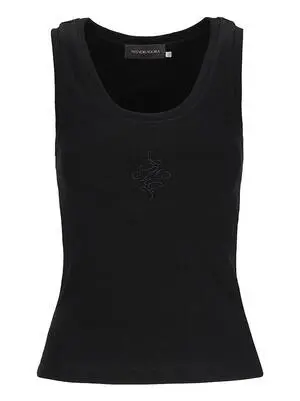 MANDRAGORA Ribbed Cotton Tank Top Black