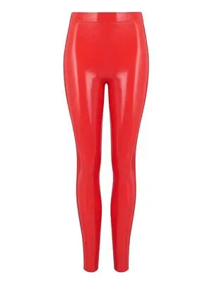 ELISSA POPPY Latex High-waisted Leggings - Red