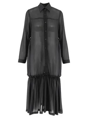 SILVIA SERBAN Frill Shirt Dress - Black