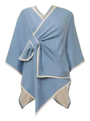 JAMES LAKELAND Front Knot Poncho - Blue