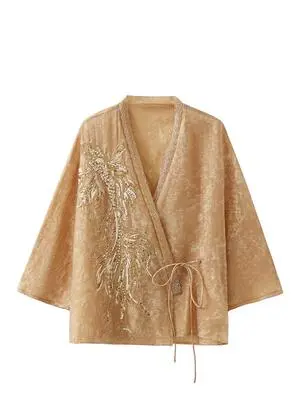 WJY STUDIO LONDON Embroidered Cardigan Jacket - Gold