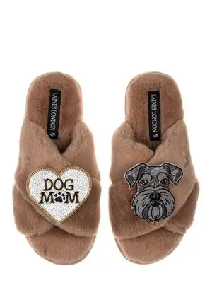 LAINES LONDON Classic Slippers With Brooches - Brown