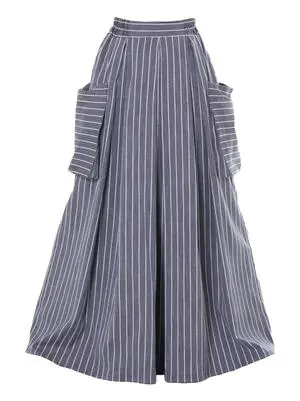 METAMORPHOZA Maxi Striped Denim Skirt - Blue
