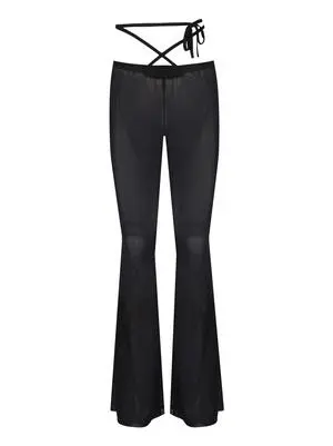 NO'DESIGN Sheer Spanish Flared Pants With Side Tie Detail - Black