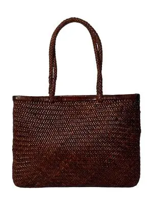 GODI. The Buna Handwoven Leather Tote Bag - Brown
