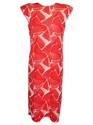 JENNAFER GRACE Geometric Print Sabrina Shift - White/red