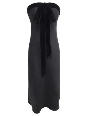 RIVIERA SOIRÉE Grace Velvet Bow Strapless Midi Dress - Black