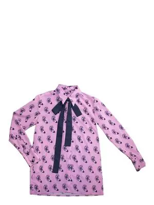 ABSURDE Printed Shirt With Removable Bow - Pink