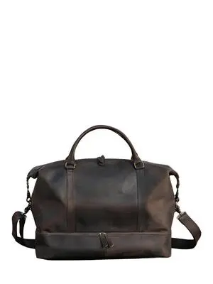 TOURI Leather Holdall With Suit Compartment - Brown