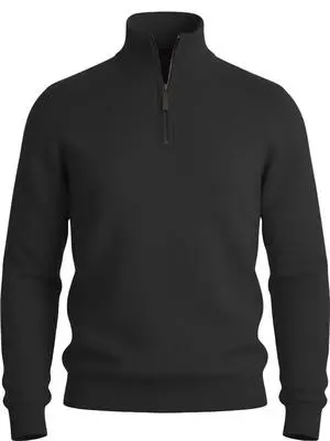 LINDSAY NICHOLAS NEW YORK Drew Quarter Zip Sweater - Black