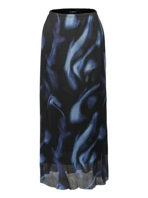 SMART AND JOY Abstract Print Mesh Midi Skirt - Blue