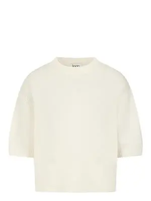 LOOP CASHMERE Ribbed Cashmere Short-sleeve Sweater - White