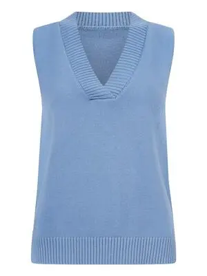 LULA-RU Cotton Vest Jumper Blue