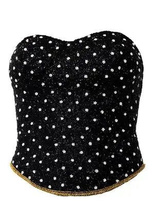 SELF-ADORE Embellished Corset Top With Polka Dot Beading - Black/gold