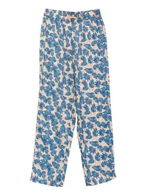 NIZA Printed High-waisted Polyester Pants - Blue