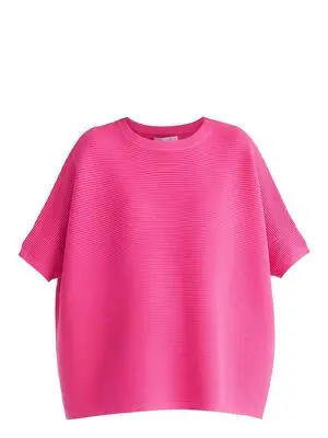PAISIE Short Sleeve Ribbed Jumper - Pink