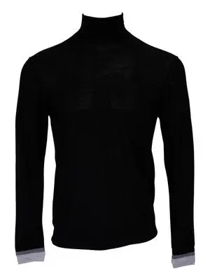 LORDS OF HARLECH Ronald Merino Turtleneck Sweater - Black