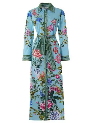 RAISHMA Olea Cotton Midi Dress - Blue