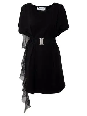 ARTISTA Relaxed Fit Dress With Mesh Frill - Black