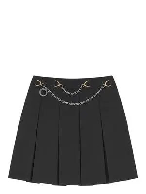 ADIBA Pleated Skirt With Chain Detail - Black