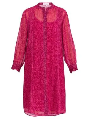 NIZA By Pink Printed Long Sleeve Shirt Dress - Red