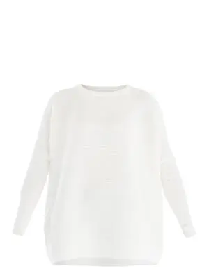 PAISIE Ribbed Pullover - White