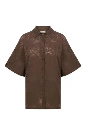 THISISU COLLECTION Natura Ease Crochet Effect Shirt - Brown