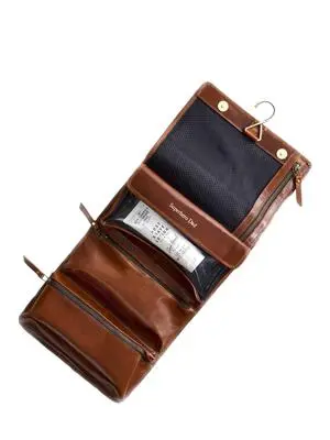 VIDA VIDA Hanging Leather Wash Bag - Brown