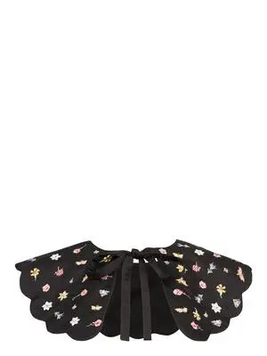 FABLE ENGLAND Floral Ditsy Satin Embroidered Collar - Black