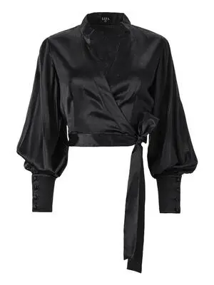 LITA COUTURE Wrap Around Blouse - Black