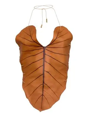 SARAH REGENSBURGER Leaf Halter Top Brown