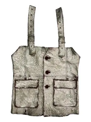 ZASTASTUDIO Leather Vest With Utility Pockets - Gold